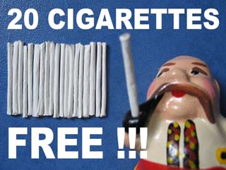 FIGURINE SMOKER SMOKING 1960s VINTAGE TOY &20 MAGIC CIGARETTES BLOWS ...